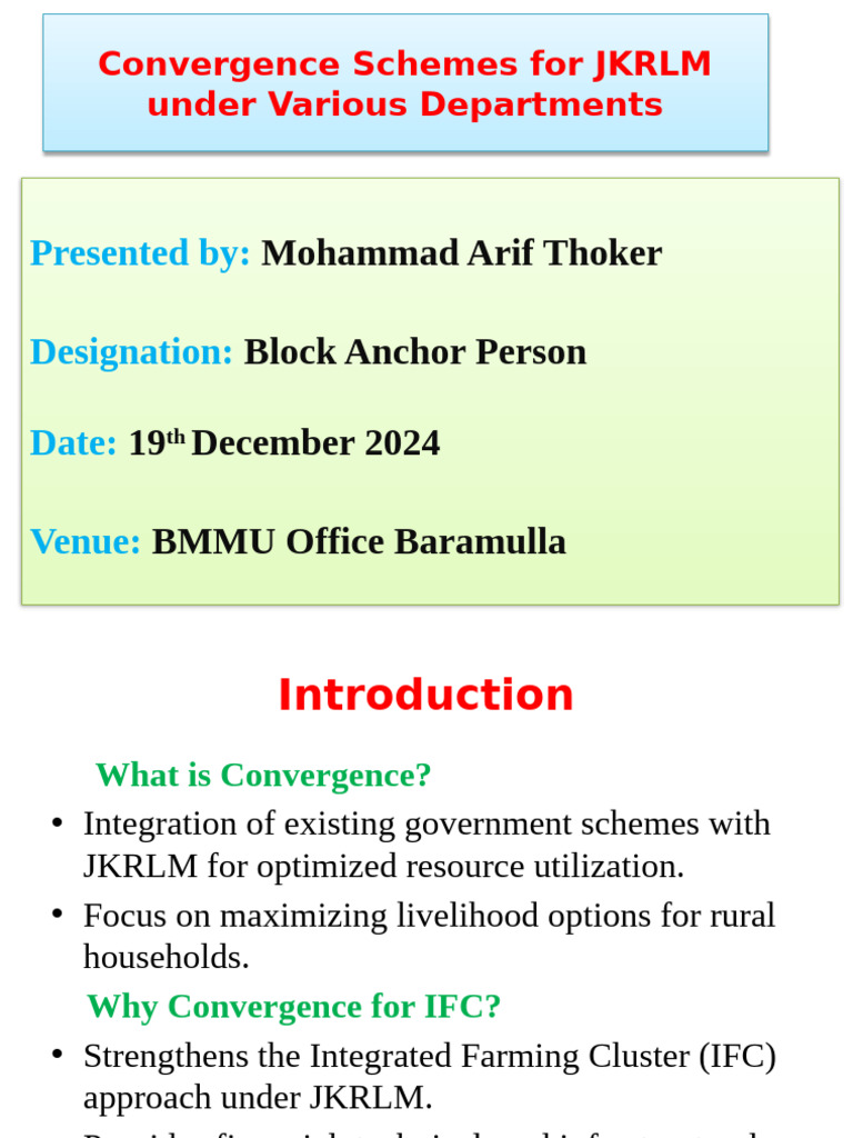 JKRLM Convergence Schemes Overview | PDF | Agriculture | Economies