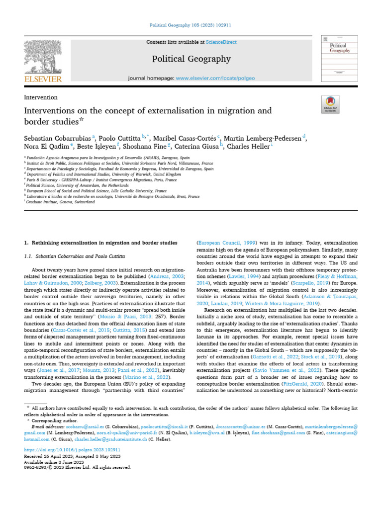 Interventions on the concept of externalisation in migration and border ...