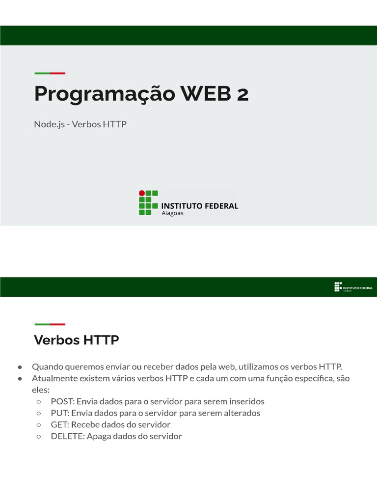 Aula sobre verbos HTTP | PDF