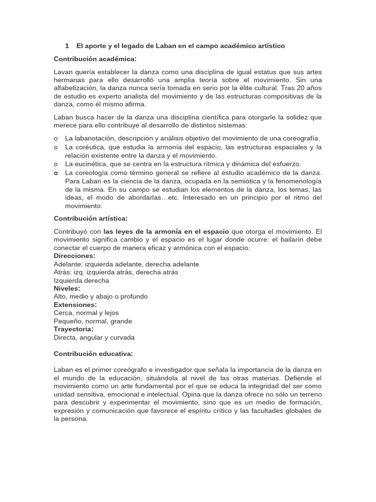 El aporte y el legado de Laban en el campo académico artístico | PDF