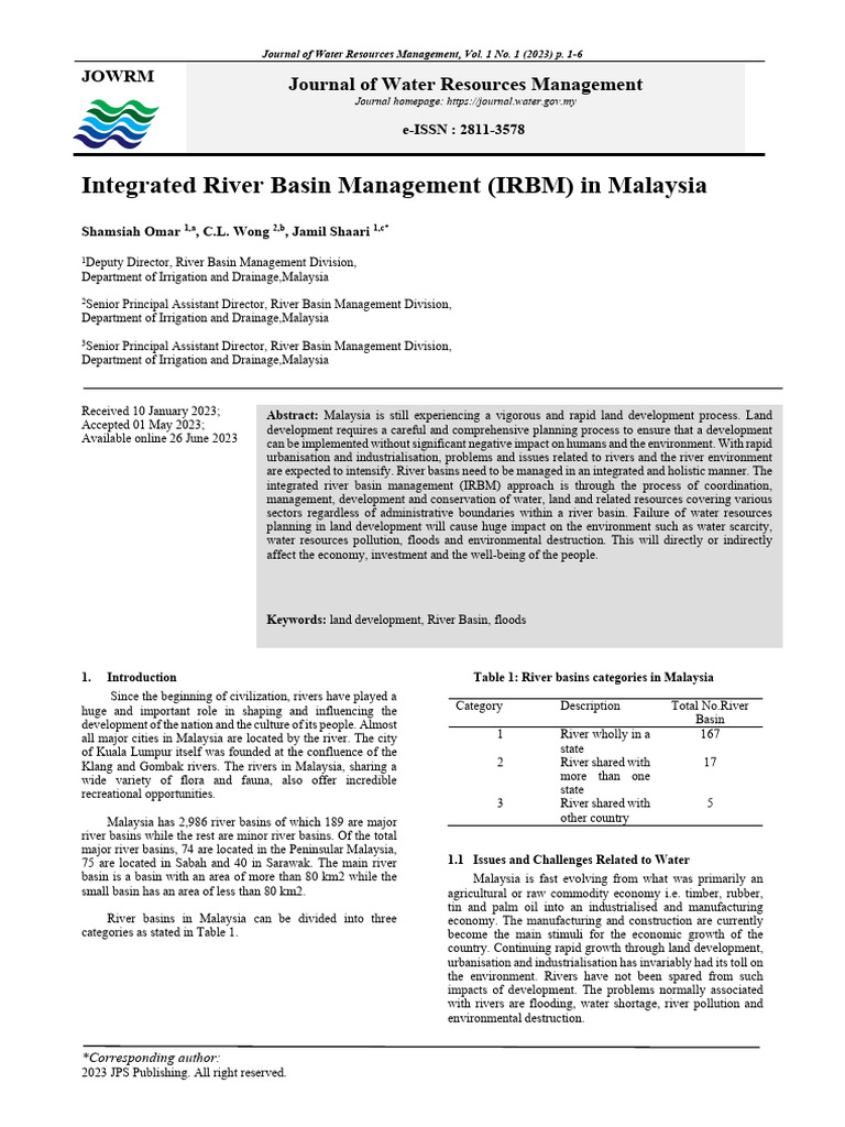 Integrated River Basin Management (IRBM) in Malaysia | PDF | Flood ...