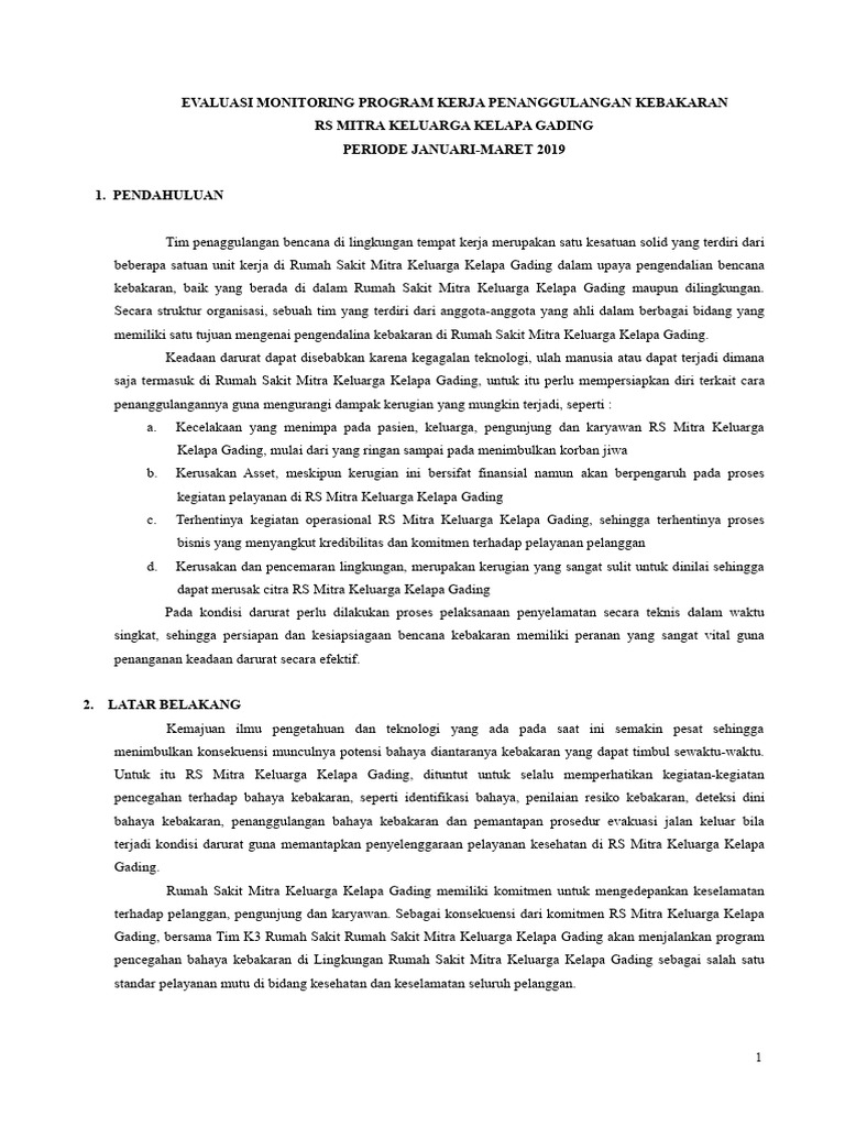 EVALUASI MONITORING PROGRAM KERJA PENANGGULANGAN Fix | PDF