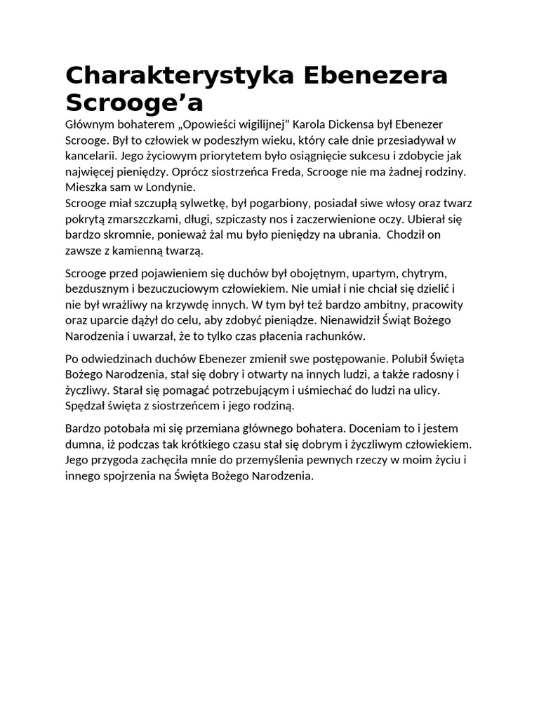 Charakterystyka Scrooge'a | PDF