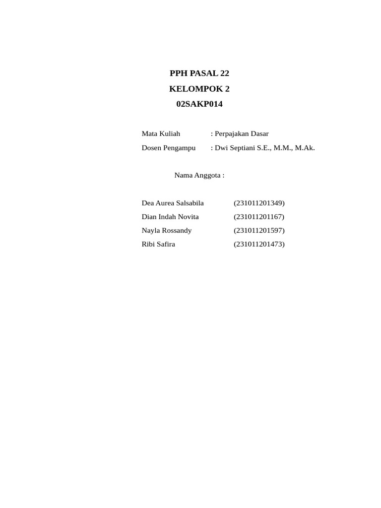 Materi KELOMPOK 2 - PPH PASAL 22 | PDF