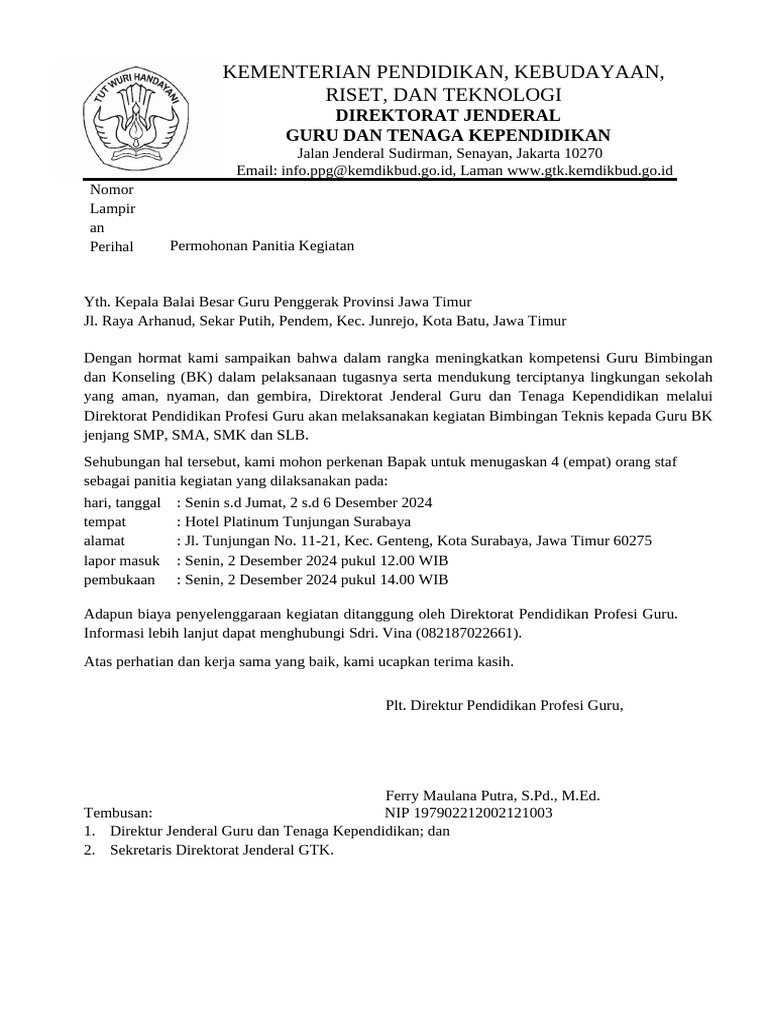 surat permohonan panitia 2-6 des | PDF