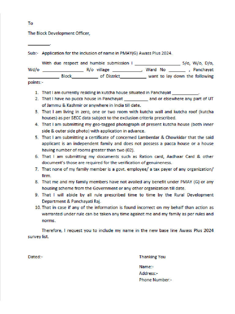 Pmay Left Out Beneficaryy Form | PDF