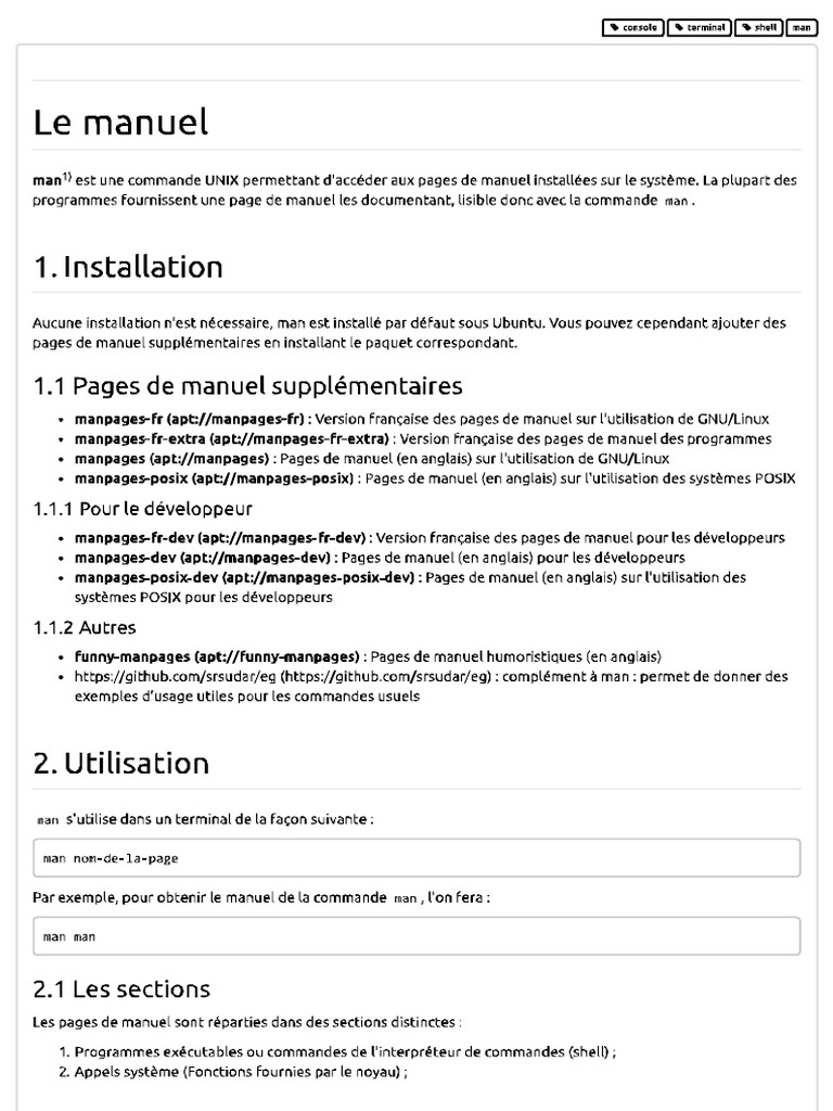 Man (Wiki Ubuntu-Fr) | PDF