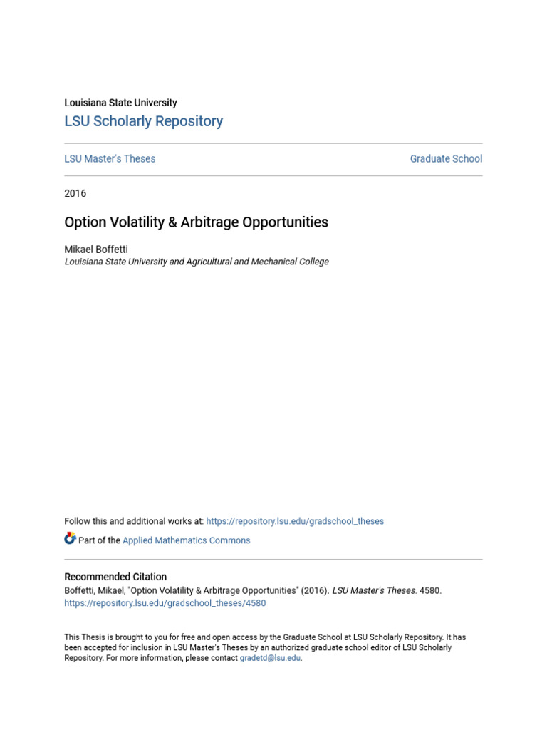 Option Volatility & Arbitrage Opportunities | PDF | Option (Finance ...