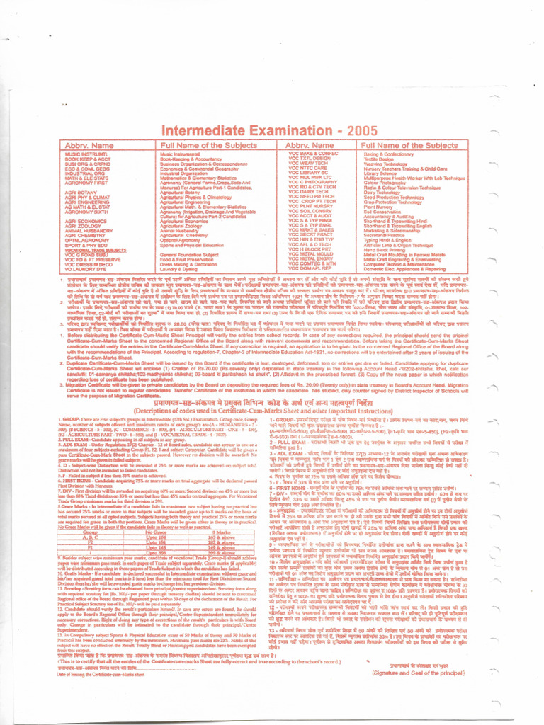 Intermediate Certificate Back Side | PDF