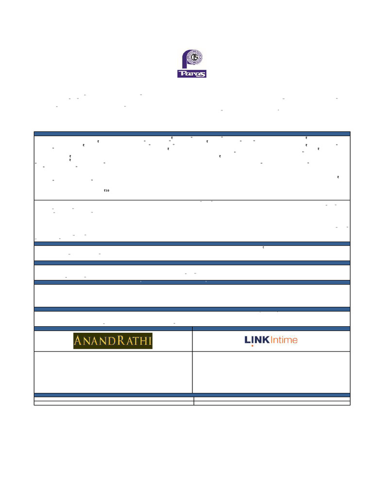 Paras Prospectus | PDF | Stocks | Investing