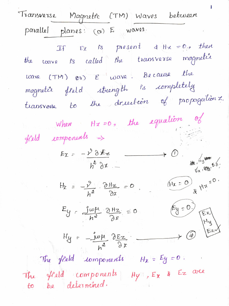 Transverse Magnetic Waves (TM Waves) Between Parallel Planes | PDF