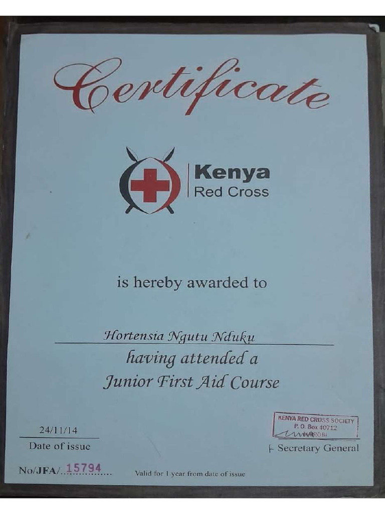 Junior Red Cross Cert | PDF
