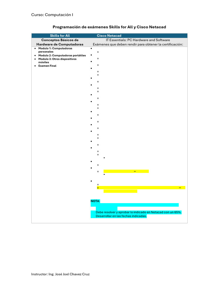 Exámenes y Certificación en Computación I | PDF | Hardware de la computadora | Ingeniería ...