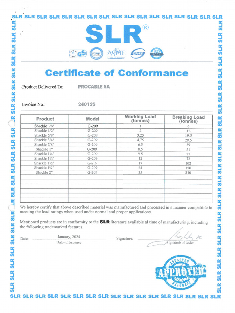 CERTIFICADO Grilletes | PDF