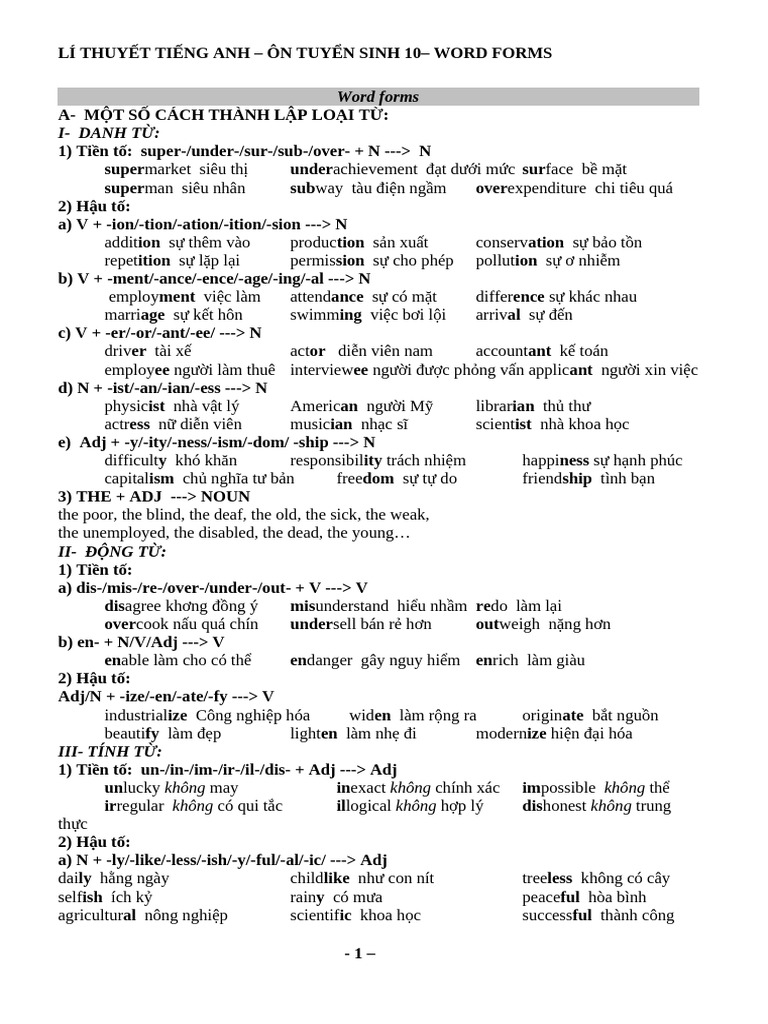 Word Form Theory | PDF