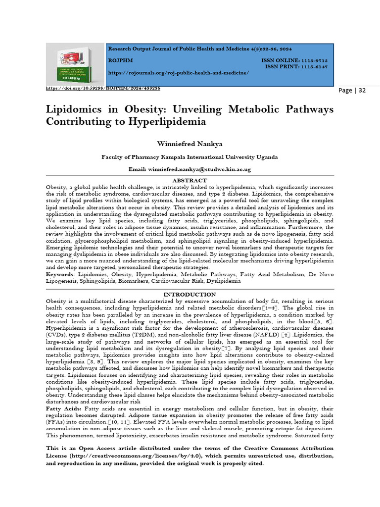 Lipidomics in Obesity: Unveiling Metabolic Pathways Contributing To ...