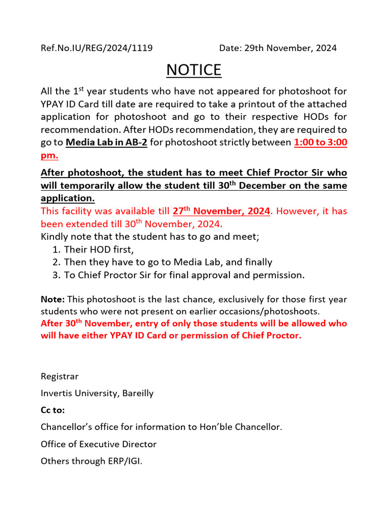 Photoshoot Application and Notice | PDF