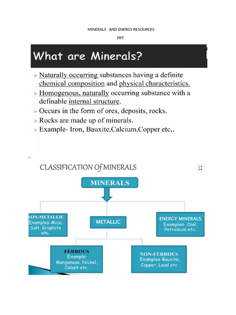 Minerals and Energy Resources Overview | PDF