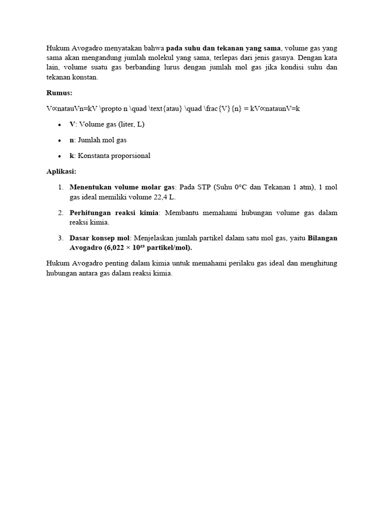 Summary Hukum Avogadro | PDF