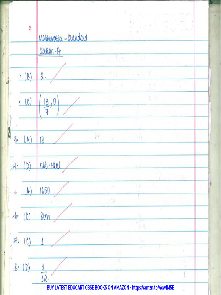 2024 CBSE 10 Maths Stan Topper Answer Sheet | PDF