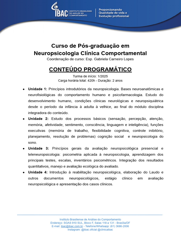 PNEURO Conteudo Programatico para Turma 1 - 2025 1 | PDF
