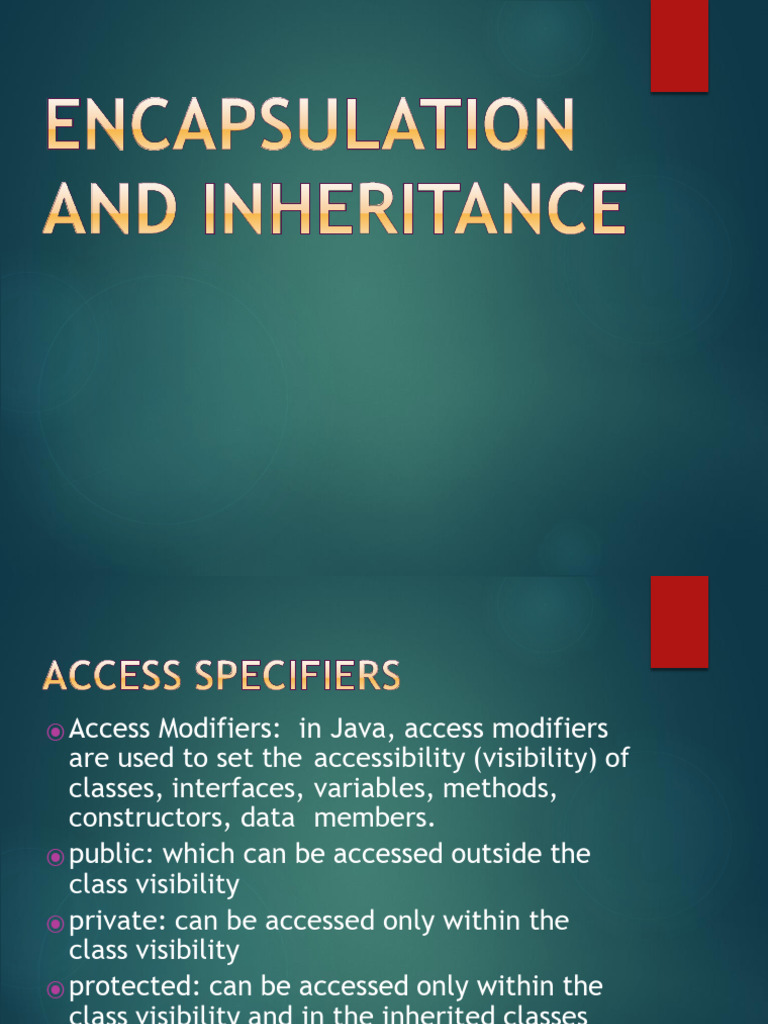 8.encapsulation and Inheritance-2024-25 | PDF | Class (Computer Programming) | Inheritance ...