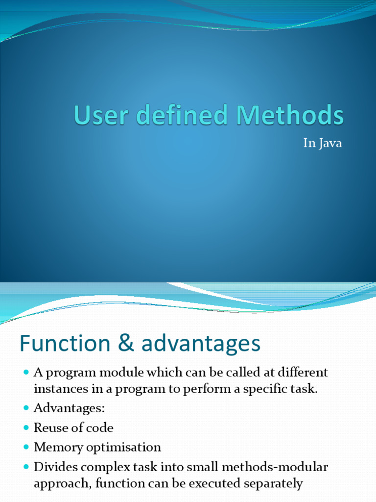 5.user Defined Methods 2024 25 | PDF