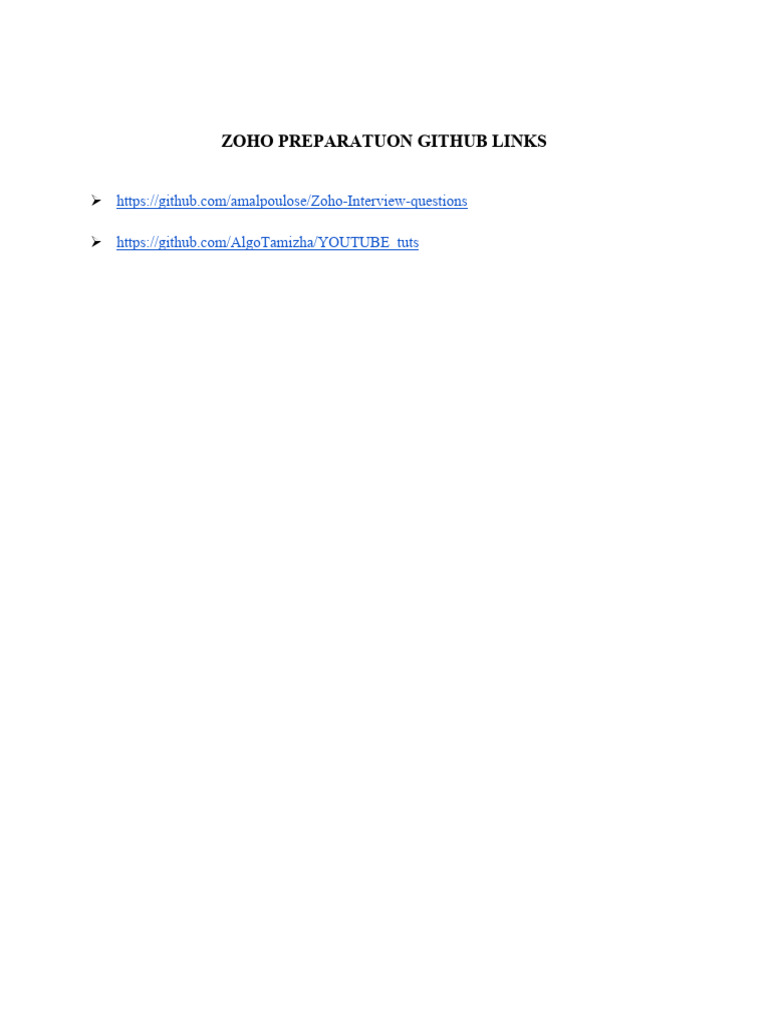 Zoho Interview Questions on GitHub | PDF