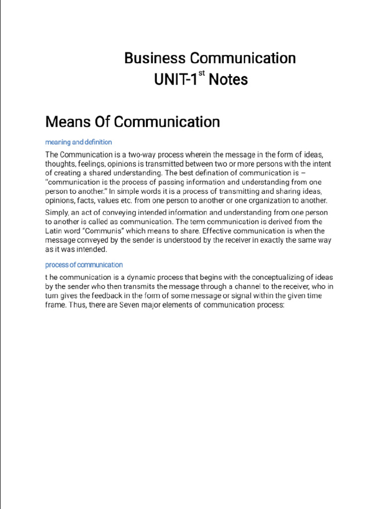 Buss. Comm. Unit 1 | PDF