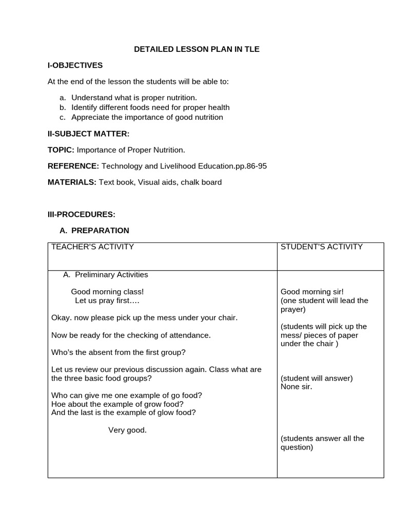 Detailed Lesson Plan in Tle-1 | PDF