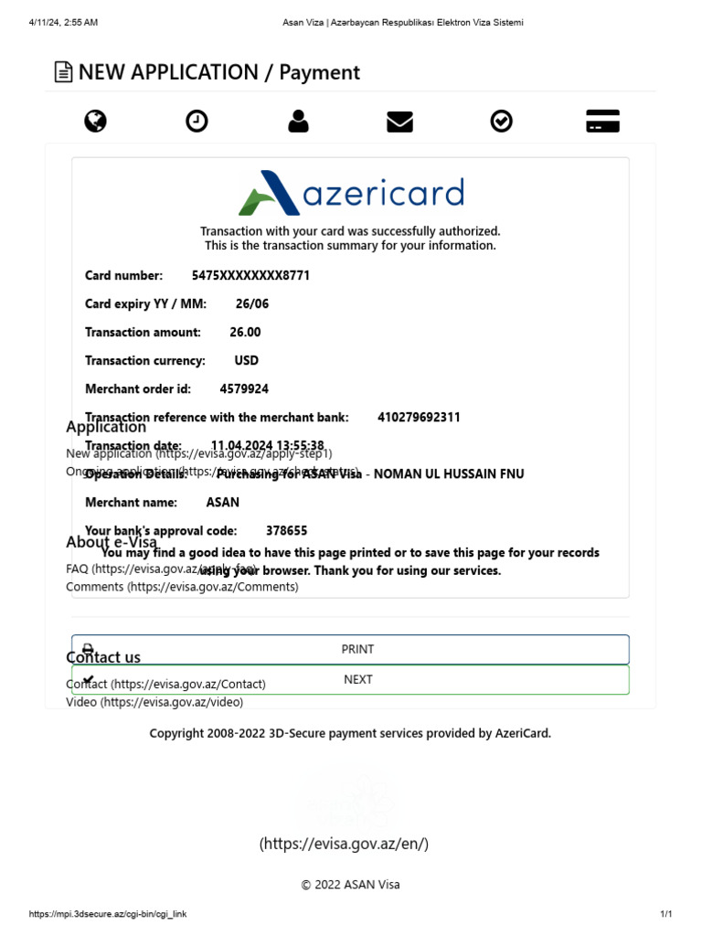Asan Viza - Azərbaycan Respublikası Elektron Viza Sistemi | PDF
