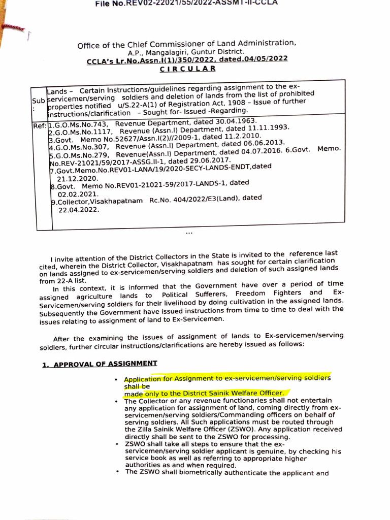 Ex-Servicemen Land Assignment Guidelines | PDF | Military Discharge ...