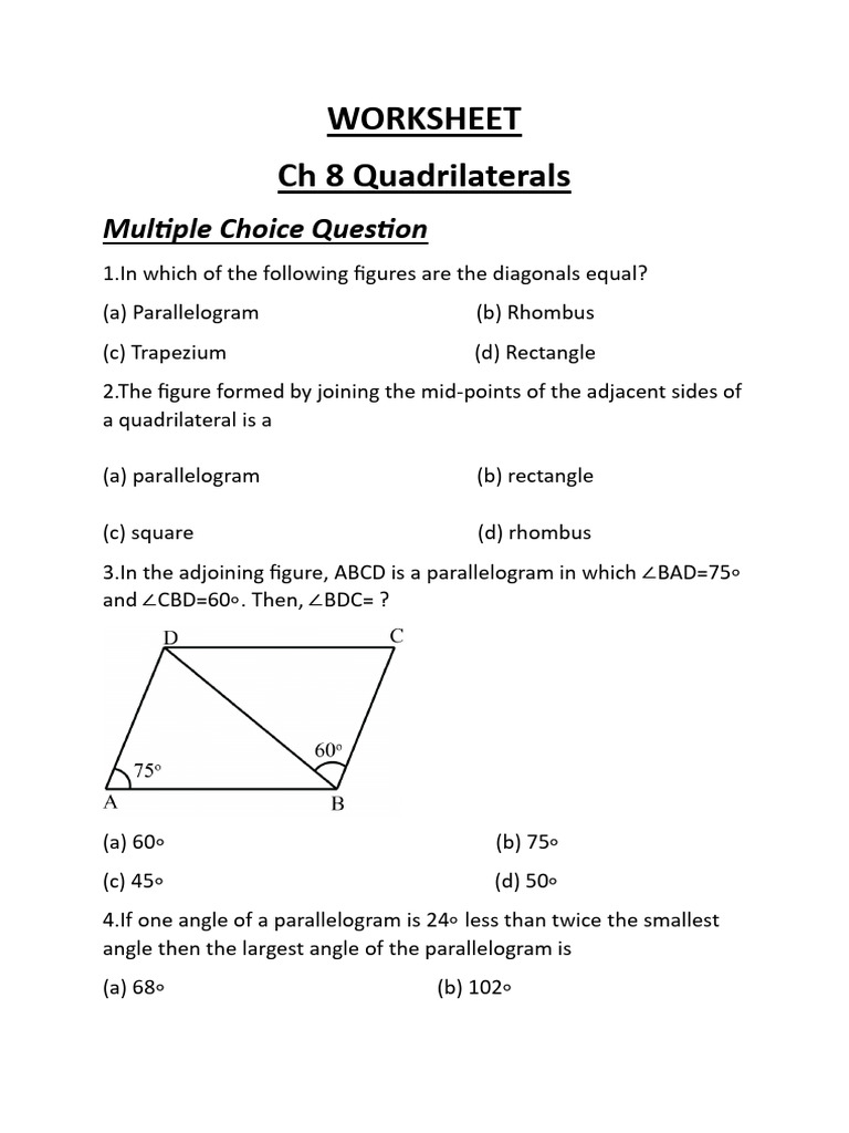 ch 8 Quadrilateral | PDF | Rectangle | Classical Geometry