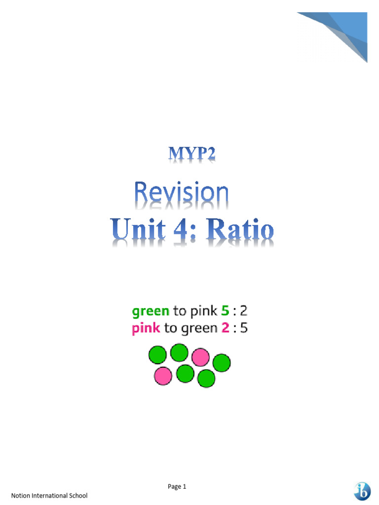 Unit 4 Ratio MYP2 | PDF