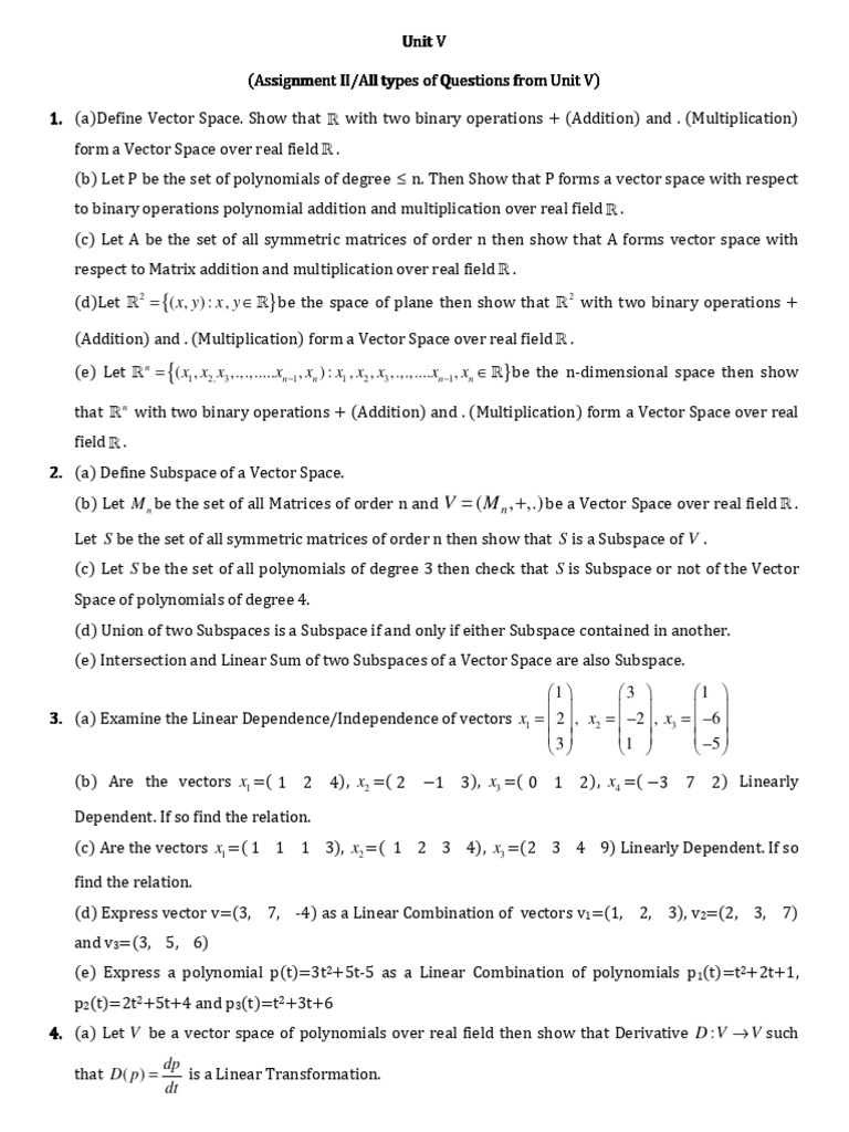 EM_Assignment2 | PDF | Vector Space | Linear Map