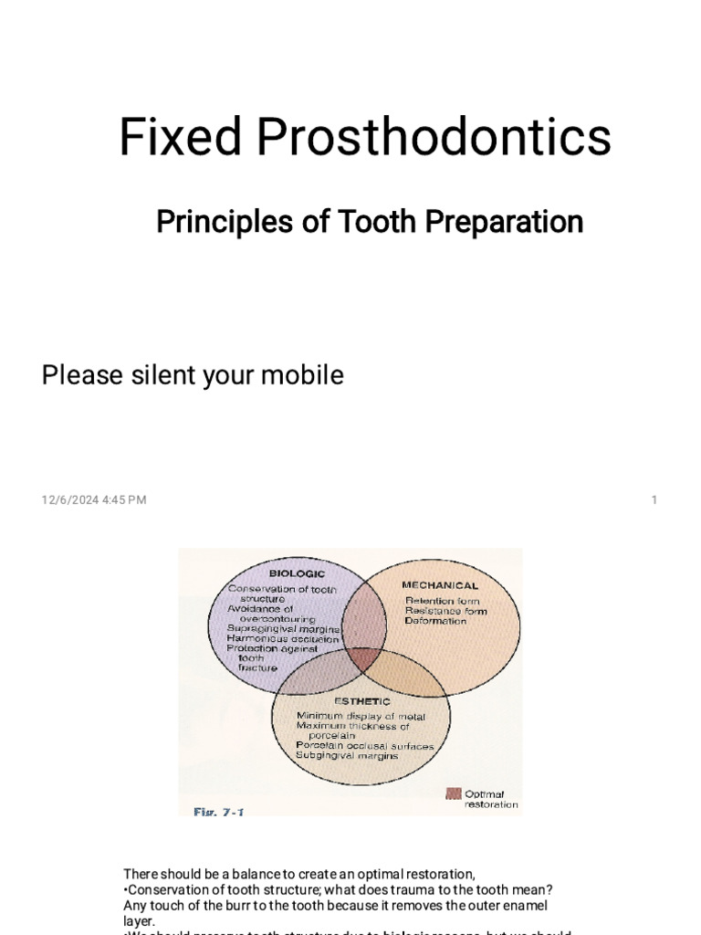 Principles of Tooth Preparation Cont | PDF | Dentistry Branches | Tooth