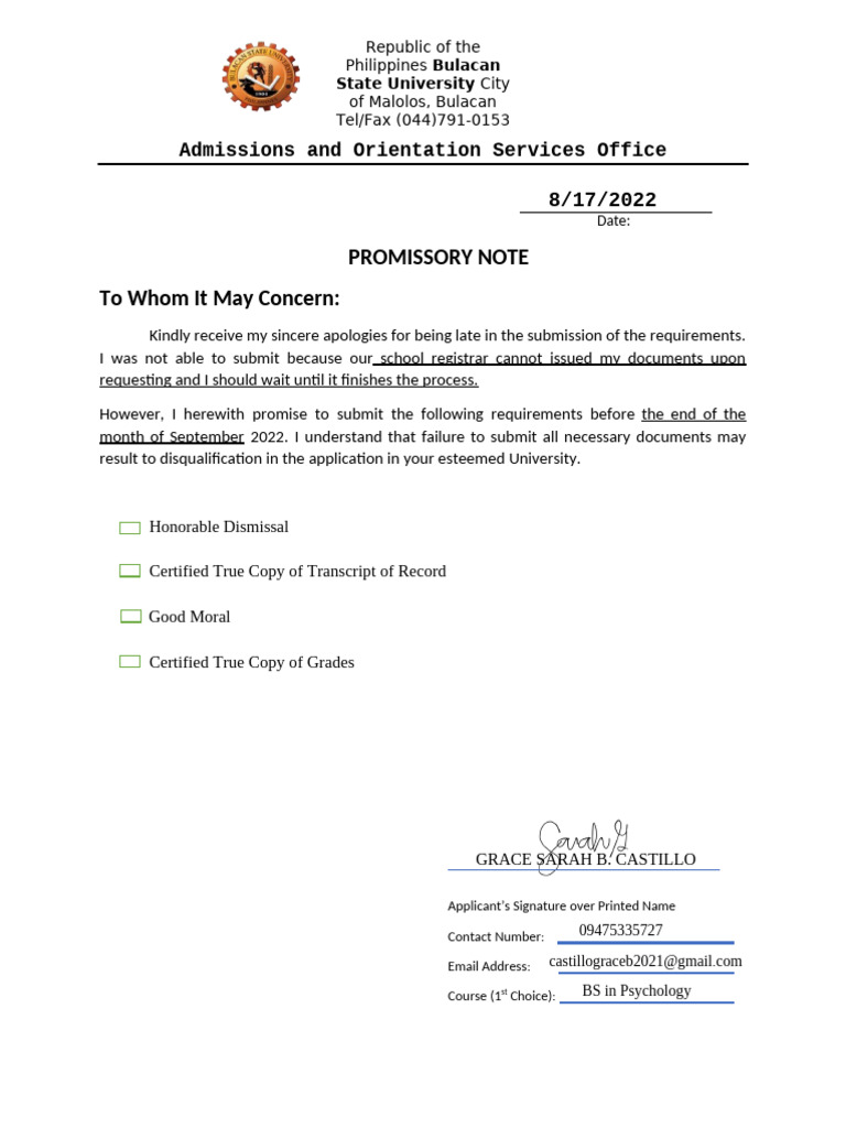 Prom Note Updated | PDF