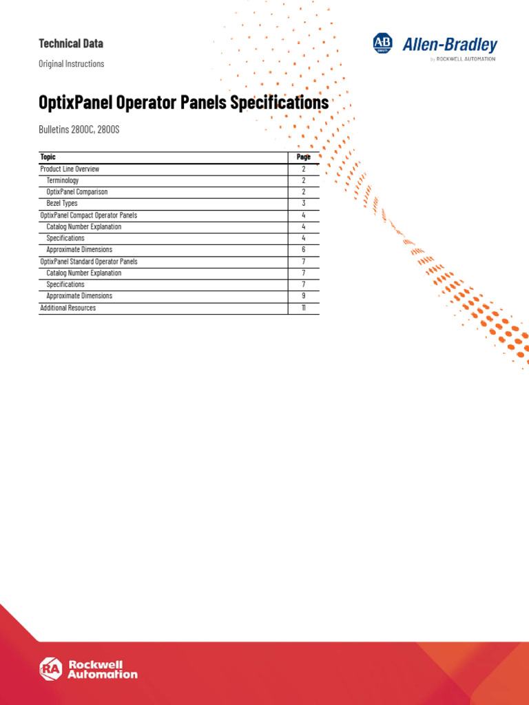 Optixpanel Operator Panels Specifications: Technical Data | PDF ...