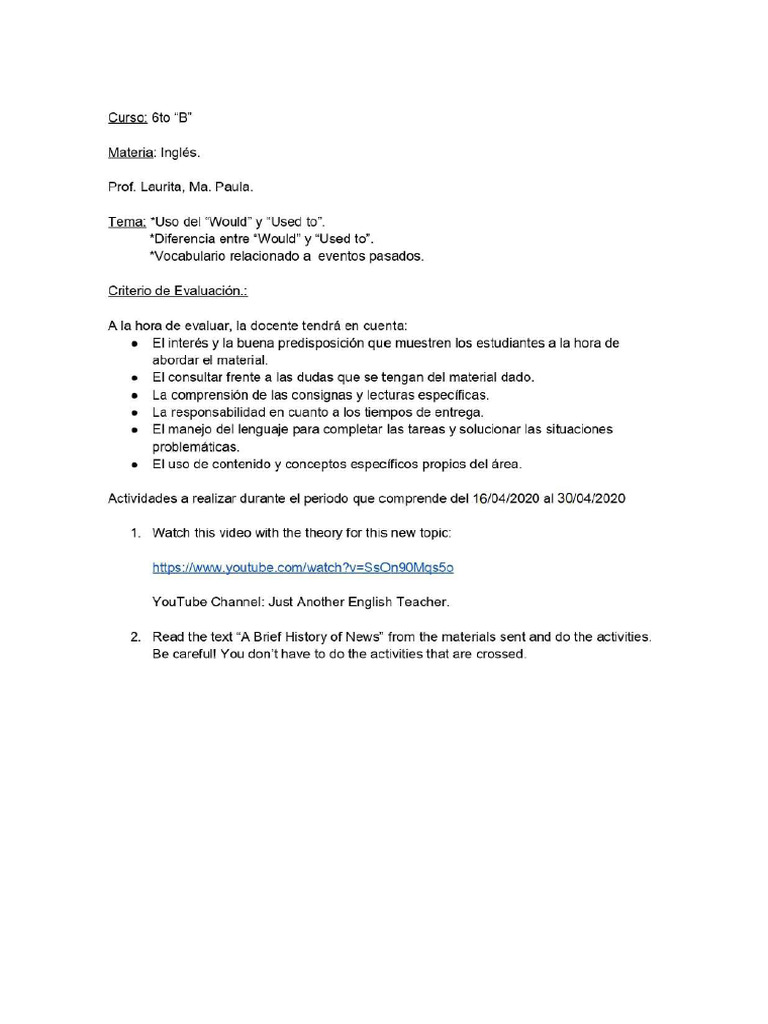 6to B Inglés tp3 | PDF