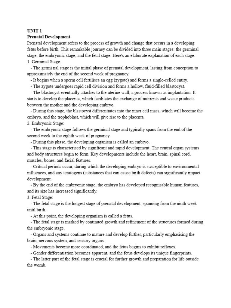 CAD - UNIT 1-1 | PDF | Embryo | Prenatal Development