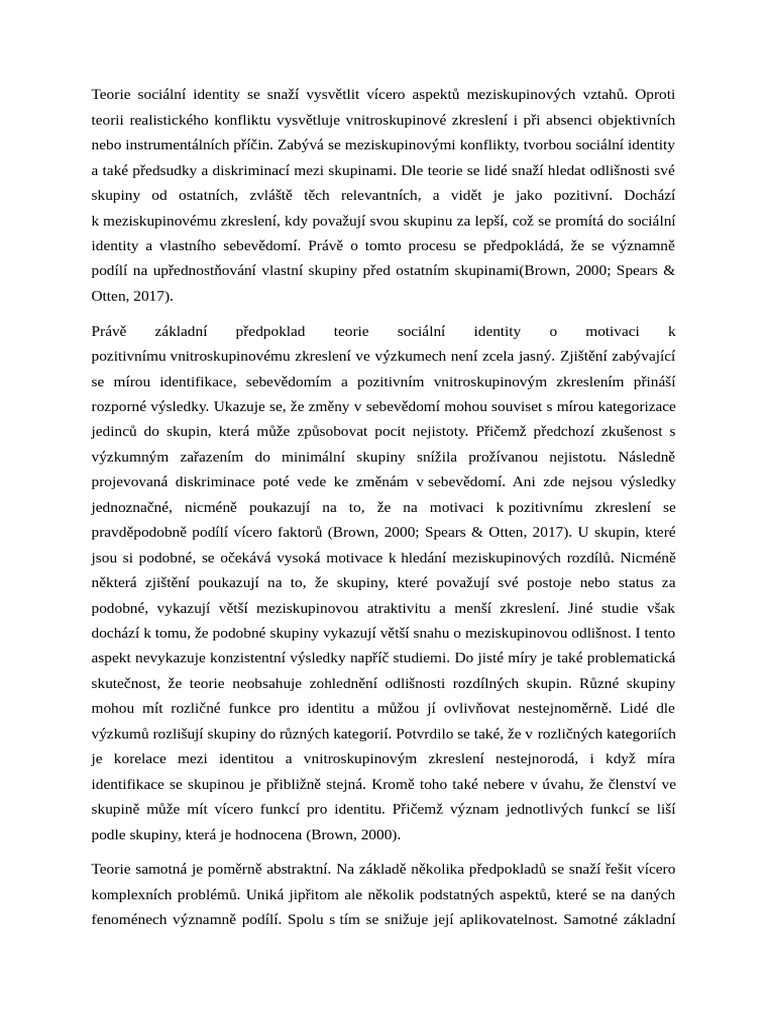 Psychologické Teorie Úkol 2 | PDF