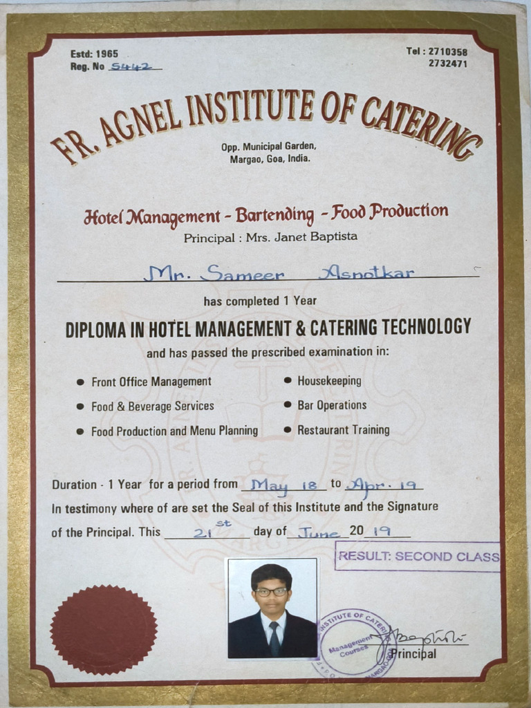 Hotel Management Certificate | PDF