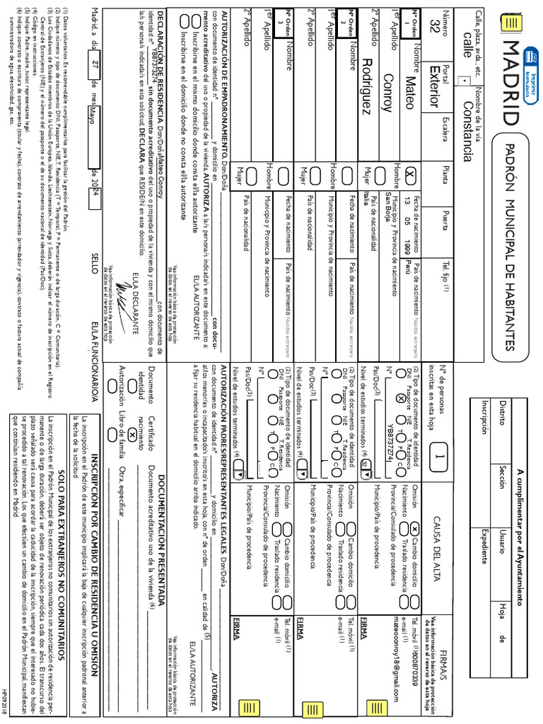 Hoja Patronal | PDF | Documento de identidad