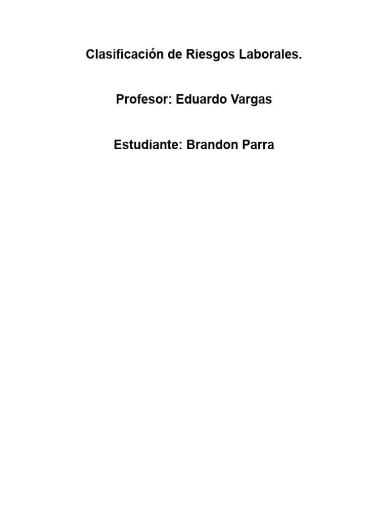 Clasificasion de Riesgos Laborales Brandon Parra | PDF