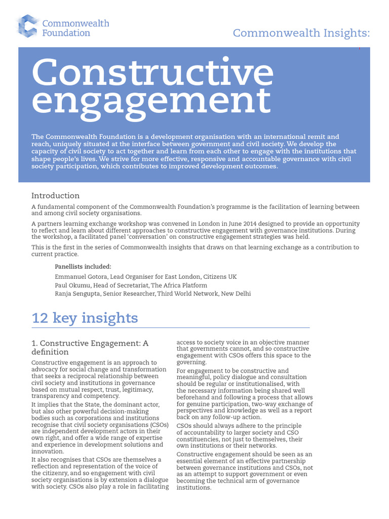 CF Commonwealth Insights Constructive Engagement | PDF | Governance ...