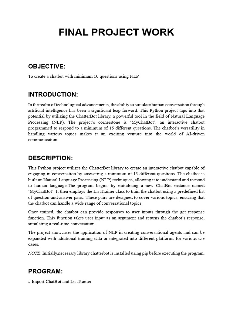 Final Project Work. | PDF | Cognitive Science | Information Science
