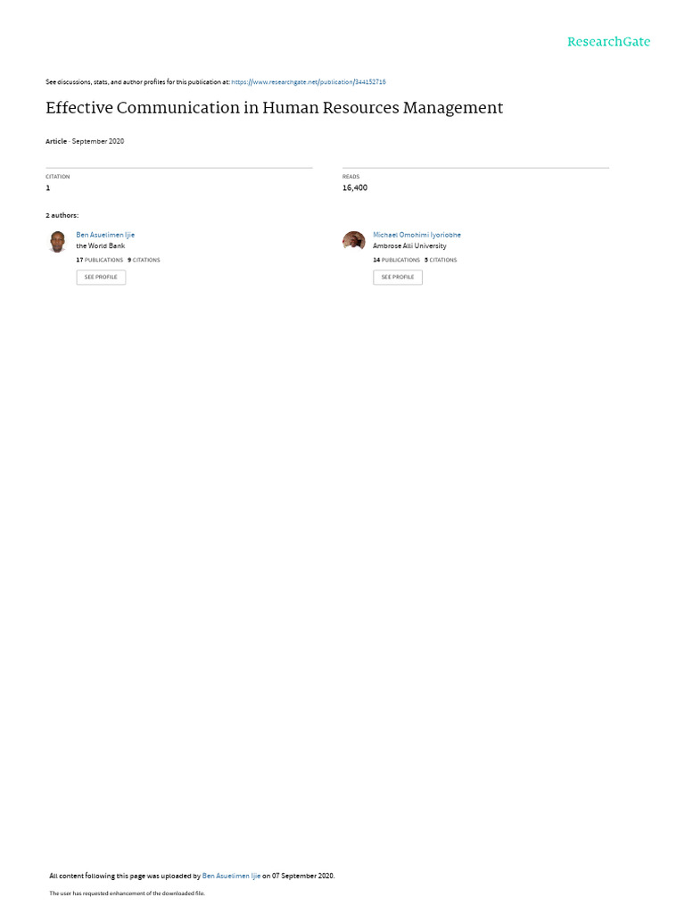 Effective Communicationin Human Resource Management | PDF ...