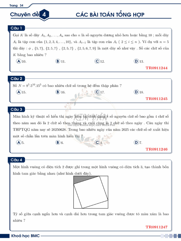Chuyen de 4 Cac Bai Toan Tong Hop 1 (1) | PDF