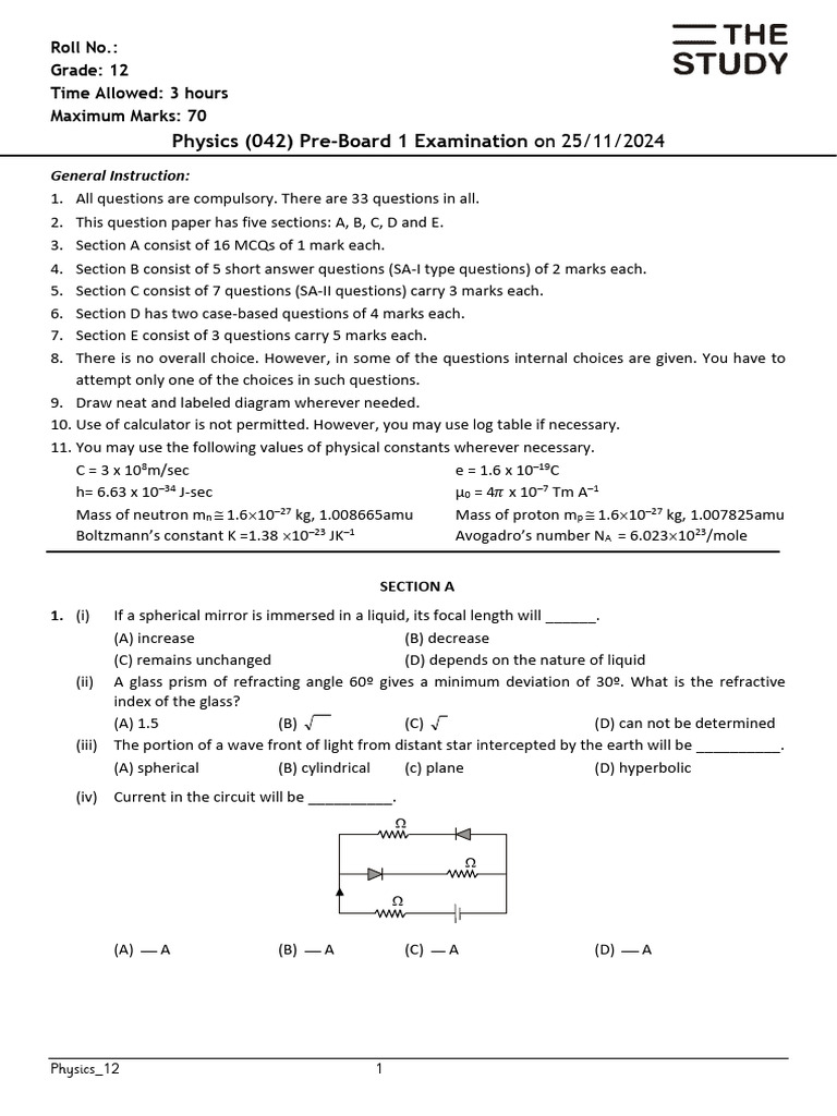 Grade 12 Physics -PB1 | PDF | Photoelectric Effect | Metrology