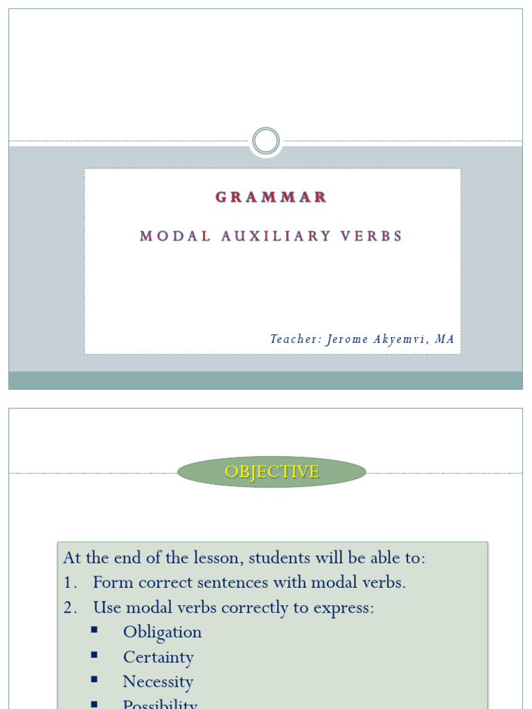 Modal Auxiliary Verb | PDF
